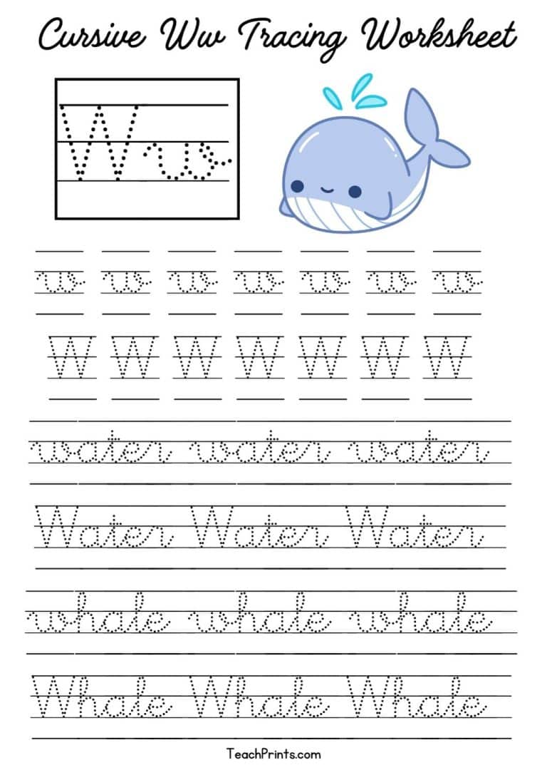 Cursive Letter Tracing Worksheets - Free A to Z Printables - Teach Prints