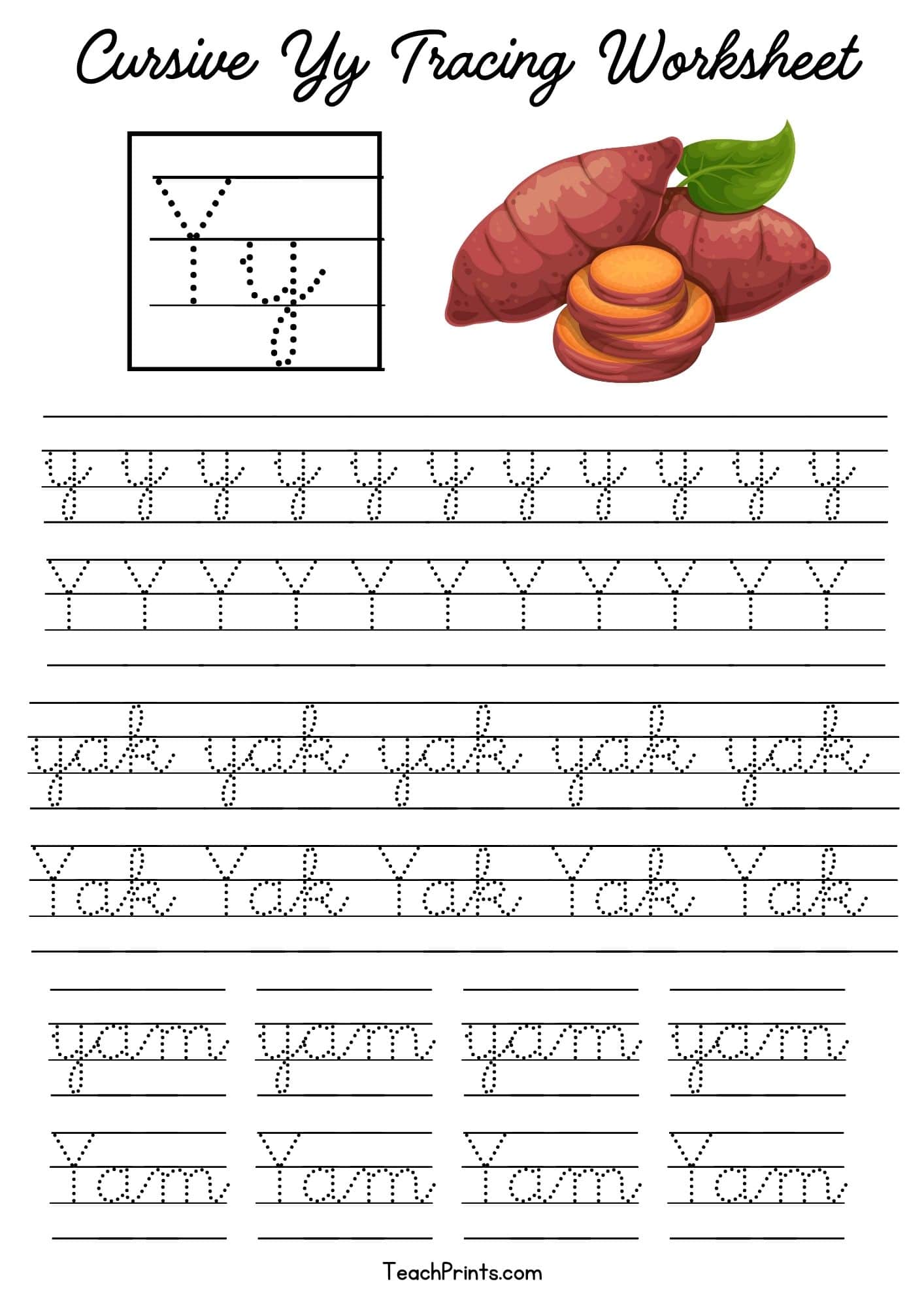 Cursive Letter Tracing Worksheets - Free A to Z Printables - Teach Prints
