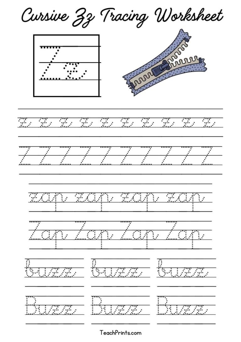 Cursive Letter Tracing Worksheets - Free A to Z Printables - Teach Prints