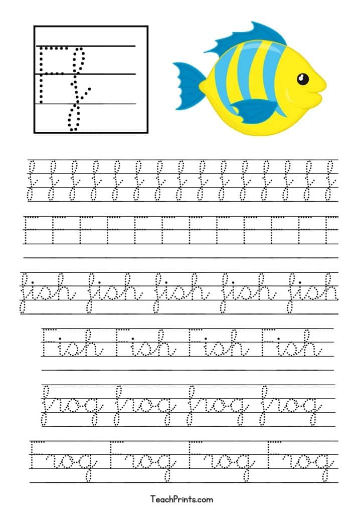 9 Cursive F Tracing Worksheets - Free Printables - 🍎 Teach Prints