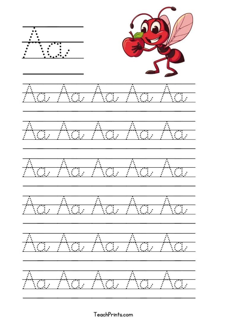 10 Cursive A Tracing Worksheets - Free Printables - Teach Prints