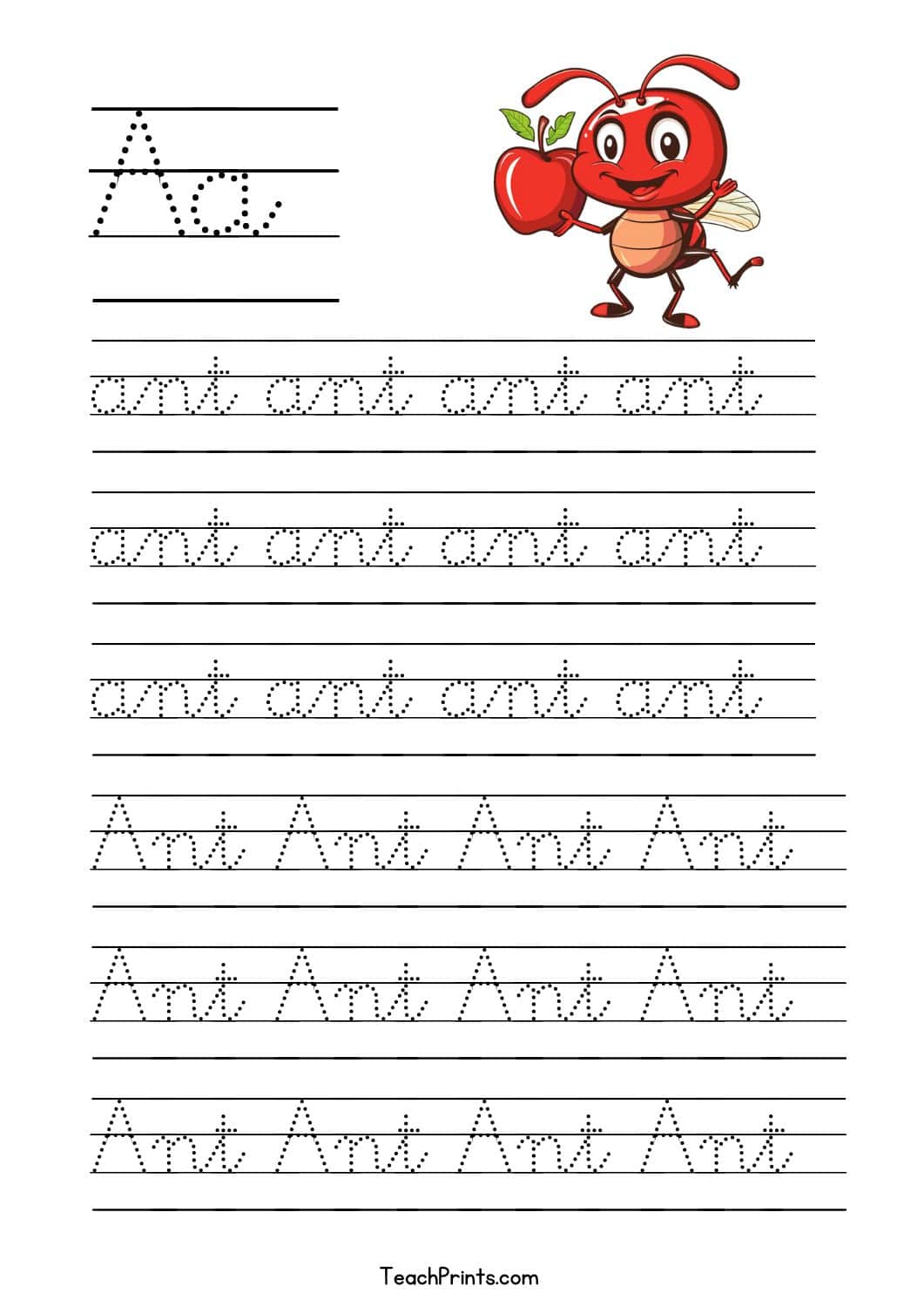 10 Cursive A Tracing Worksheets - Free Printables - Teach Prints