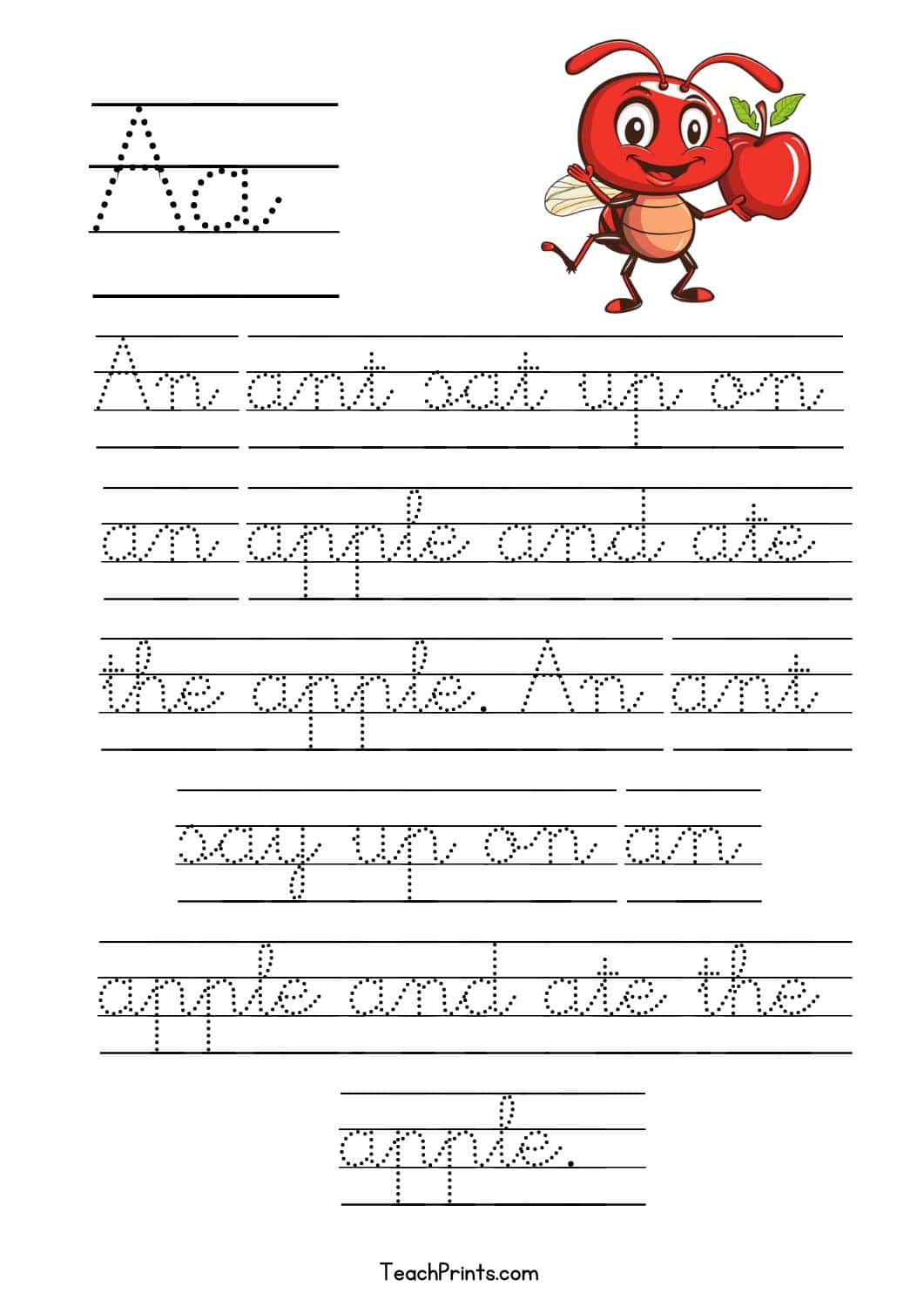 10 Cursive A Tracing Worksheets - Free Printables - Teach Prints