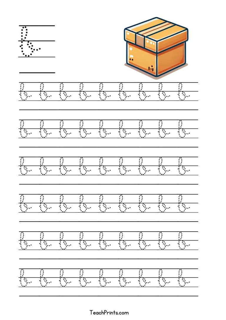 10 Cursive B Tracing Worksheets - Free Printables - Teach Prints