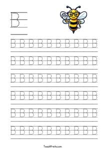 10 Cursive B Tracing Worksheets - Free Printables - Teach Prints