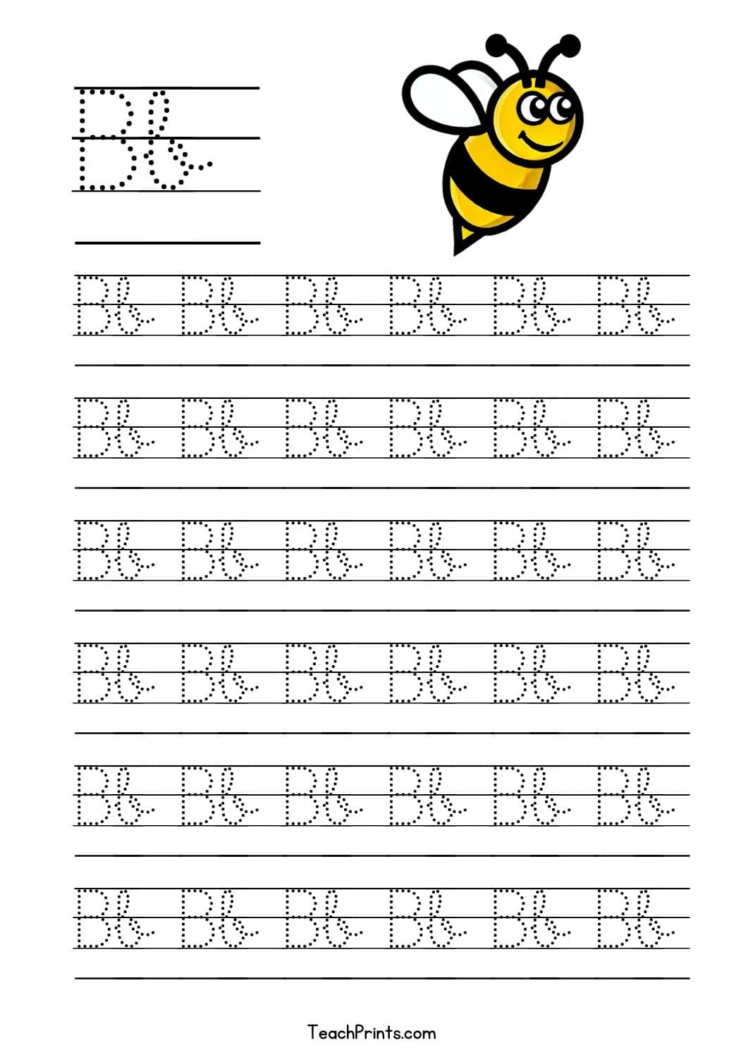 10 Cursive B Tracing Worksheets - Free Printables - Teach Prints