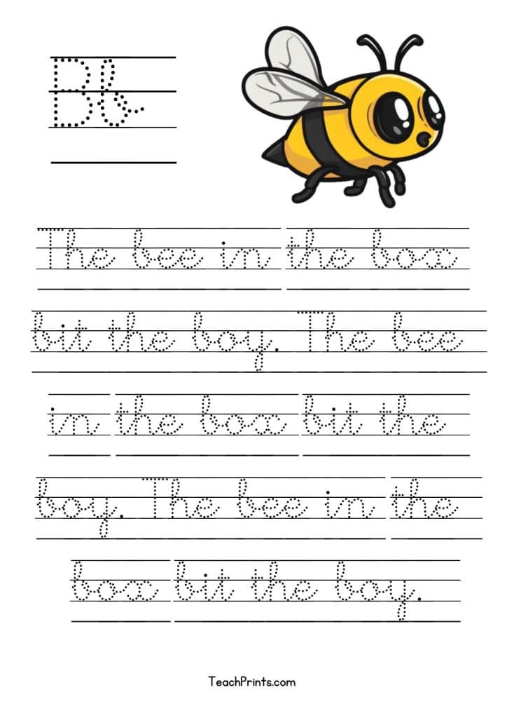 10 Cursive B Tracing Worksheets - Free Printables - Teach Prints