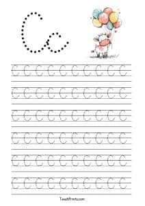10 Cursive C Tracing Worksheets - Free Printables - Teach Prints