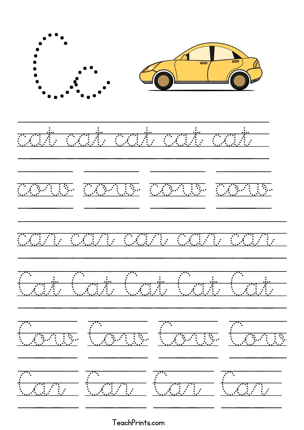 10 Cursive C Tracing Worksheets - Free Printables - Teach Prints