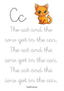 10 Cursive C Tracing Worksheets - Free Printables - Teach Prints