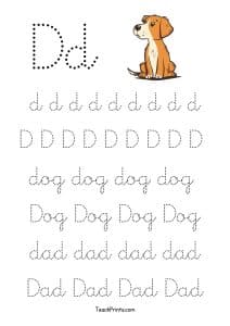 10 Cursive D Tracing Worksheets - Free Printables - Teach Prints
