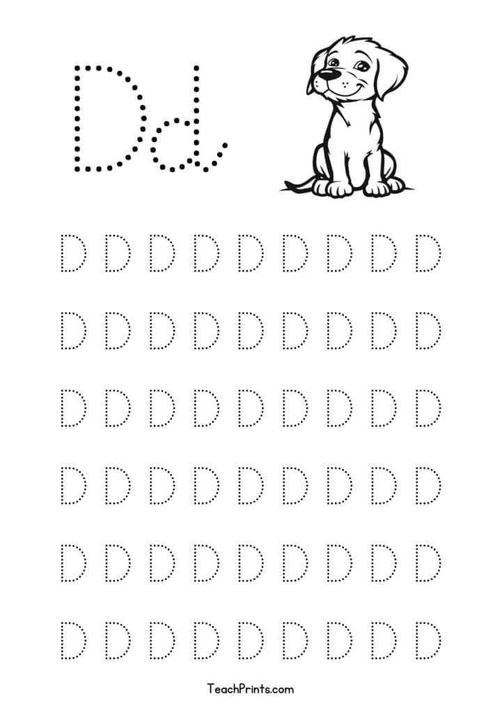 10 Cursive D Tracing Worksheets - Free Printables - Teach Prints
