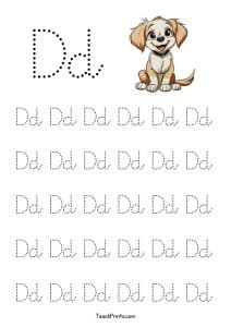 10 Cursive D Tracing Worksheets - Free Printables - Teach Prints