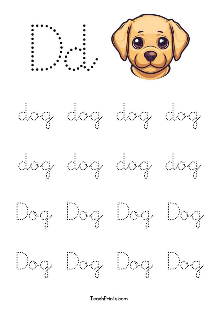 10 Cursive D Tracing Worksheets - Free Printables - Teach Prints