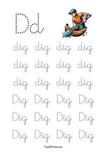 10 Cursive D Tracing Worksheets - Free Printables - Teach Prints