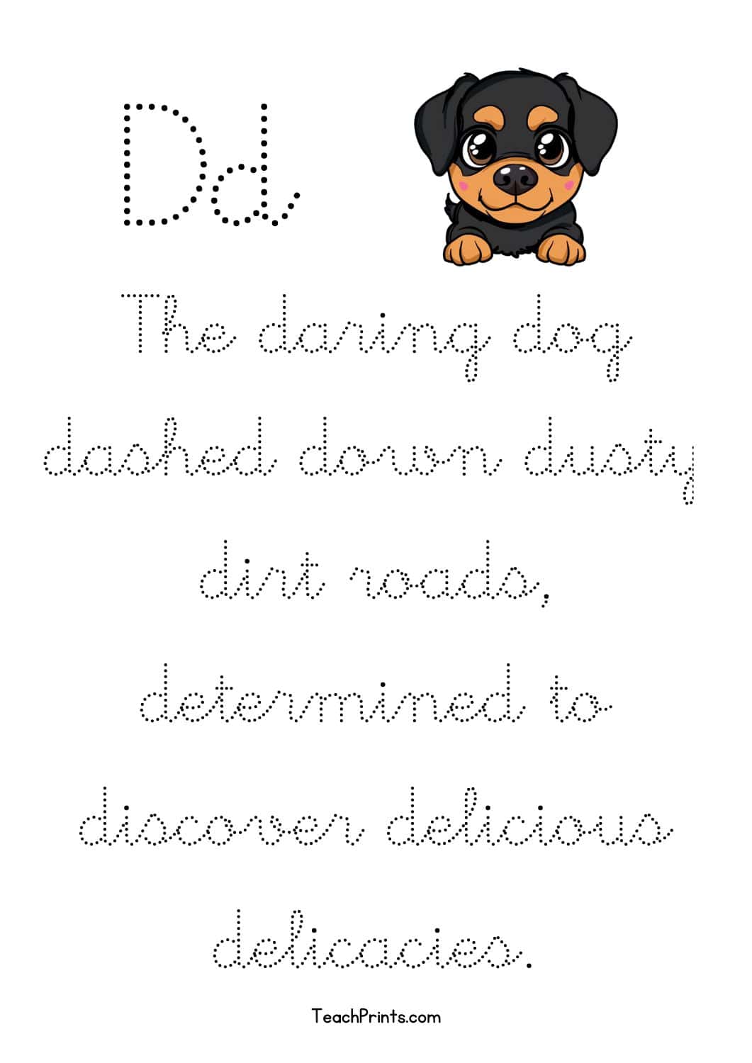10 Cursive D Tracing Worksheets - Free Printables - Teach Prints