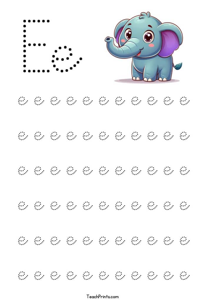 10 Cursive E Tracing Worksheets - Free Printables - Teach Prints
