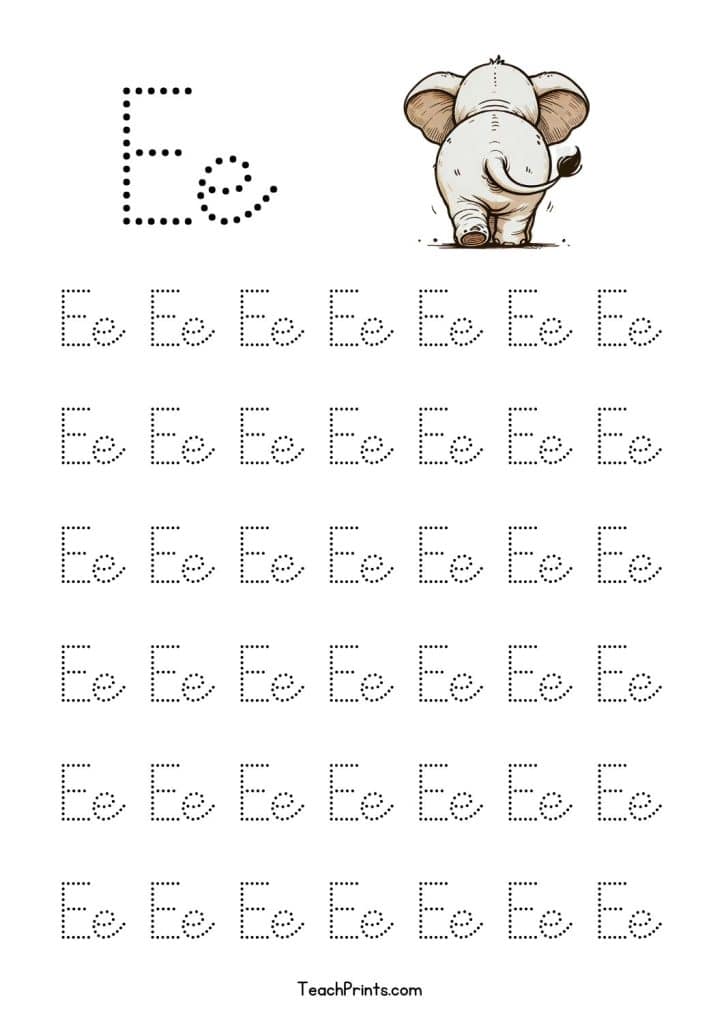 10 Cursive E Tracing Worksheets - Free Printables - Teach Prints