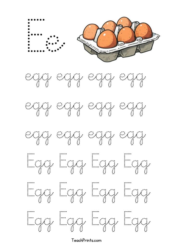 10 Cursive E Tracing Worksheets - Free Printables - Teach Prints