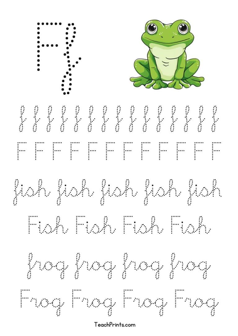 10 Cursive F Tracing Worksheets - Free Printables - Teach Prints