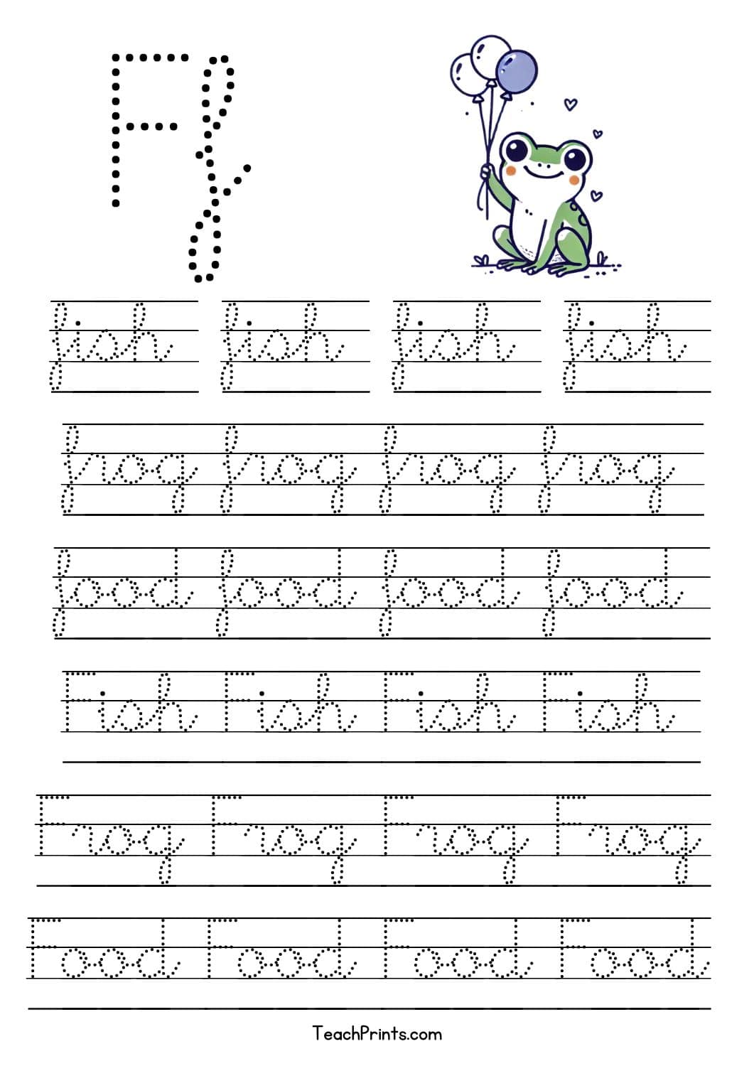 10 Cursive F Tracing Worksheets - Free Printables - Teach Prints