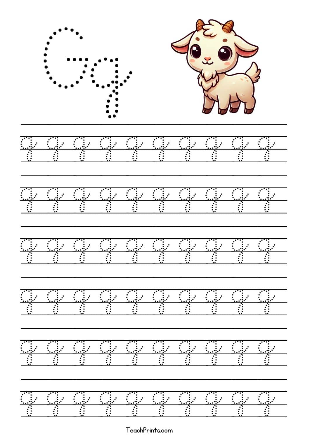 10 Cursive G Tracing Worksheets - Free Printables - Teach Prints