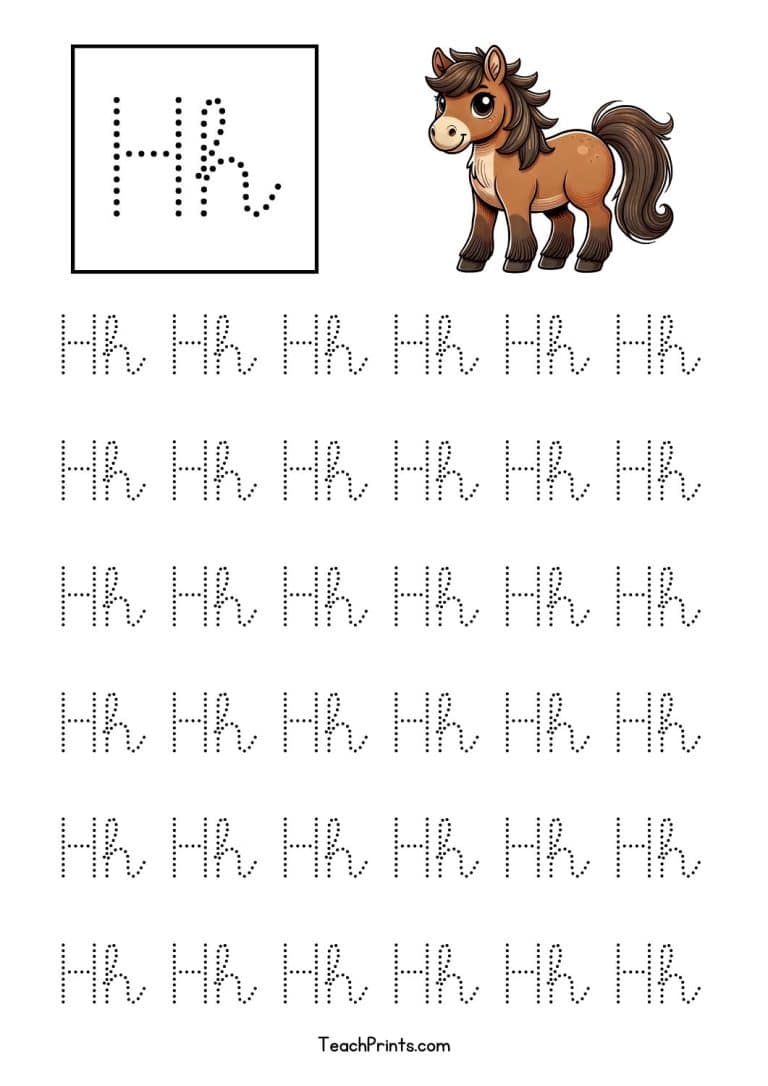 10 Cursive H Tracing Worksheets - Free Printables - Teach Prints