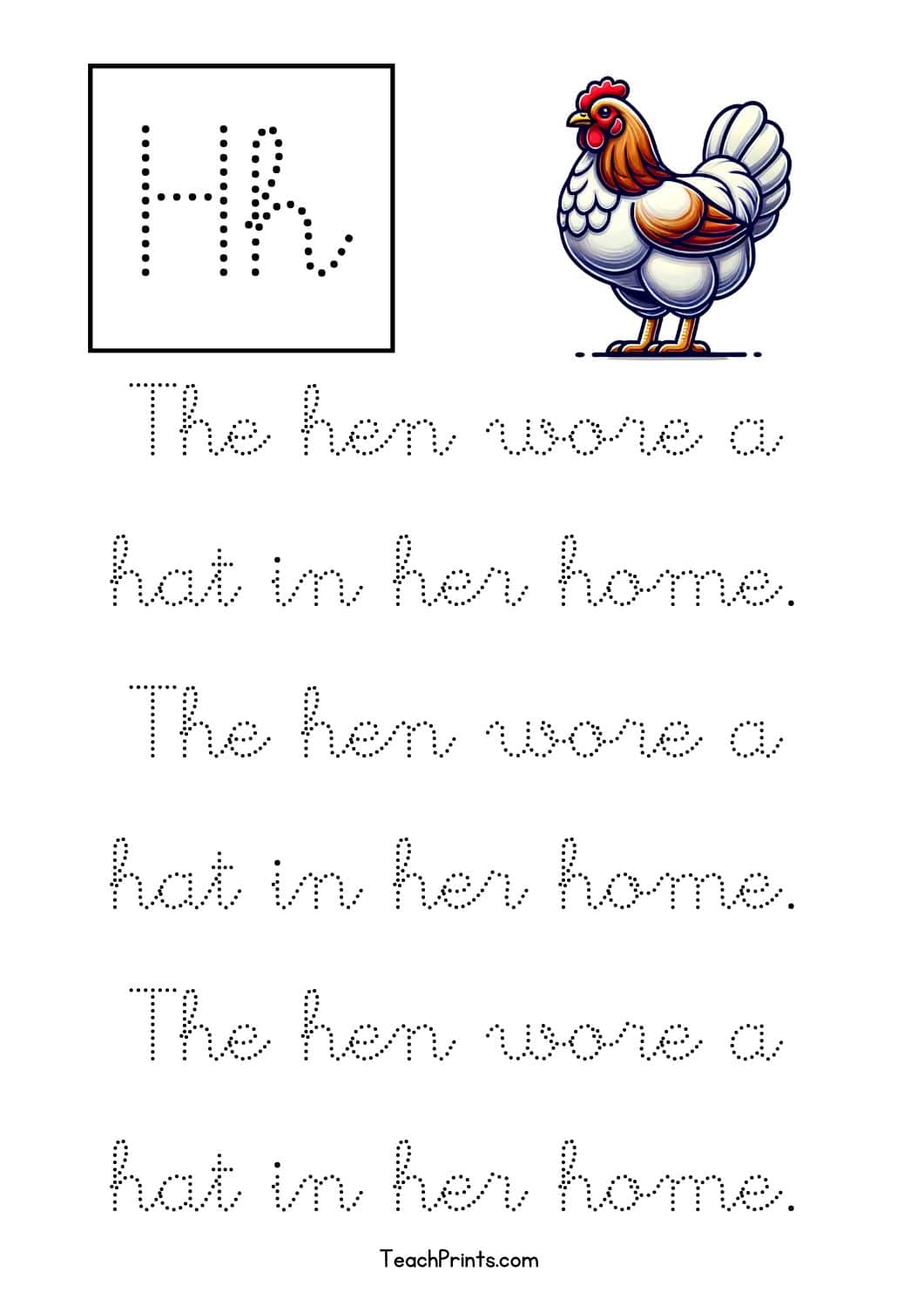 10 Cursive H Tracing Worksheets - Free Printables - Teach Prints