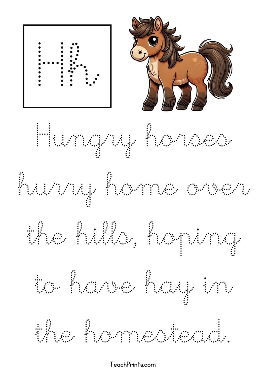 10 Cursive H Tracing Worksheets - Free Printables - Teach Prints