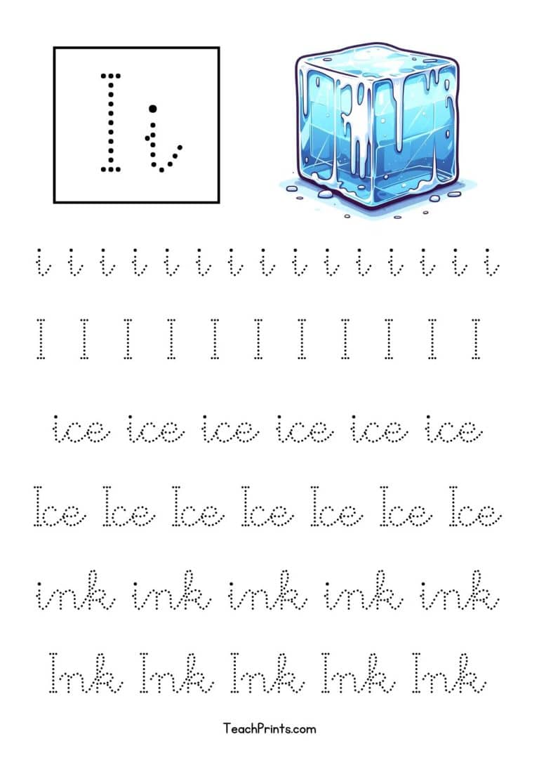 10 Cursive I Tracing Worksheets - Free Printables - Teach Prints