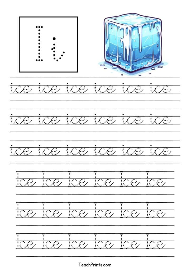 10 Cursive I Tracing Worksheets - Free Printables - Teach Prints
