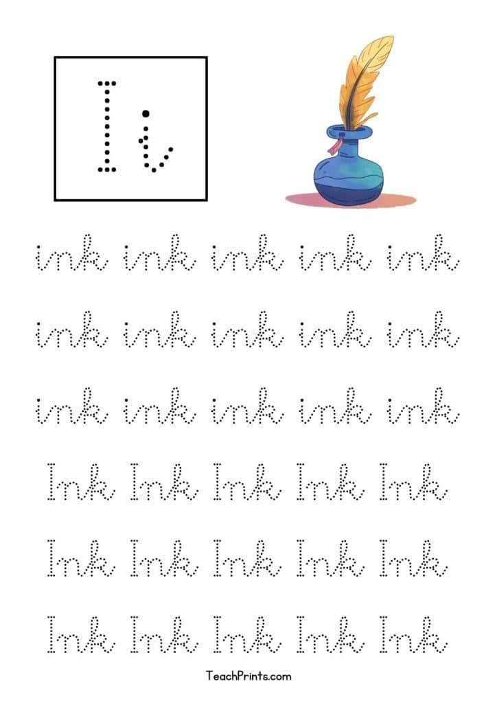 10 Cursive I Tracing Worksheets - Free Printables - Teach Prints