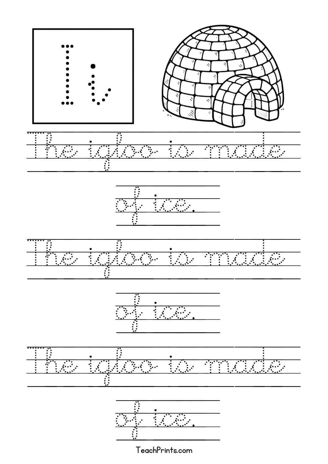 10 Cursive I Tracing Worksheets - Free Printables - Teach Prints