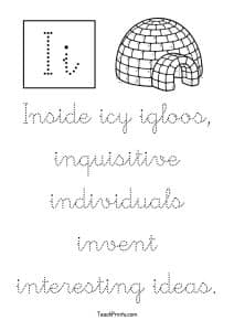 10 Cursive I Tracing Worksheets - Free Printables - Teach Prints