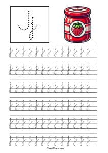10 Cursive J Tracing Worksheets - Free Printables - Teach Prints