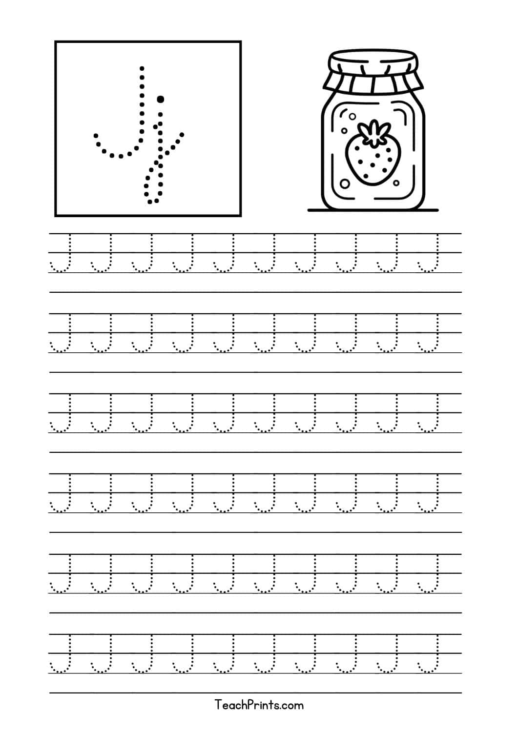 10 Cursive J Tracing Worksheets - Free Printables - Teach Prints