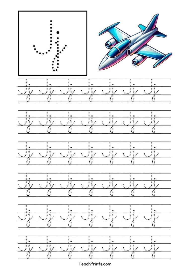 10 Cursive J Tracing Worksheets - Free Printables - Teach Prints