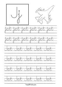 10 Cursive J Tracing Worksheets - Free Printables - Teach Prints