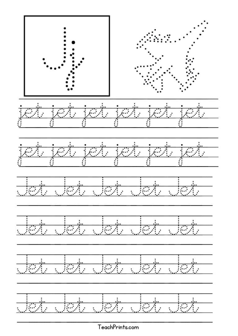 10 Cursive J Tracing Worksheets - Free Printables - Teach Prints