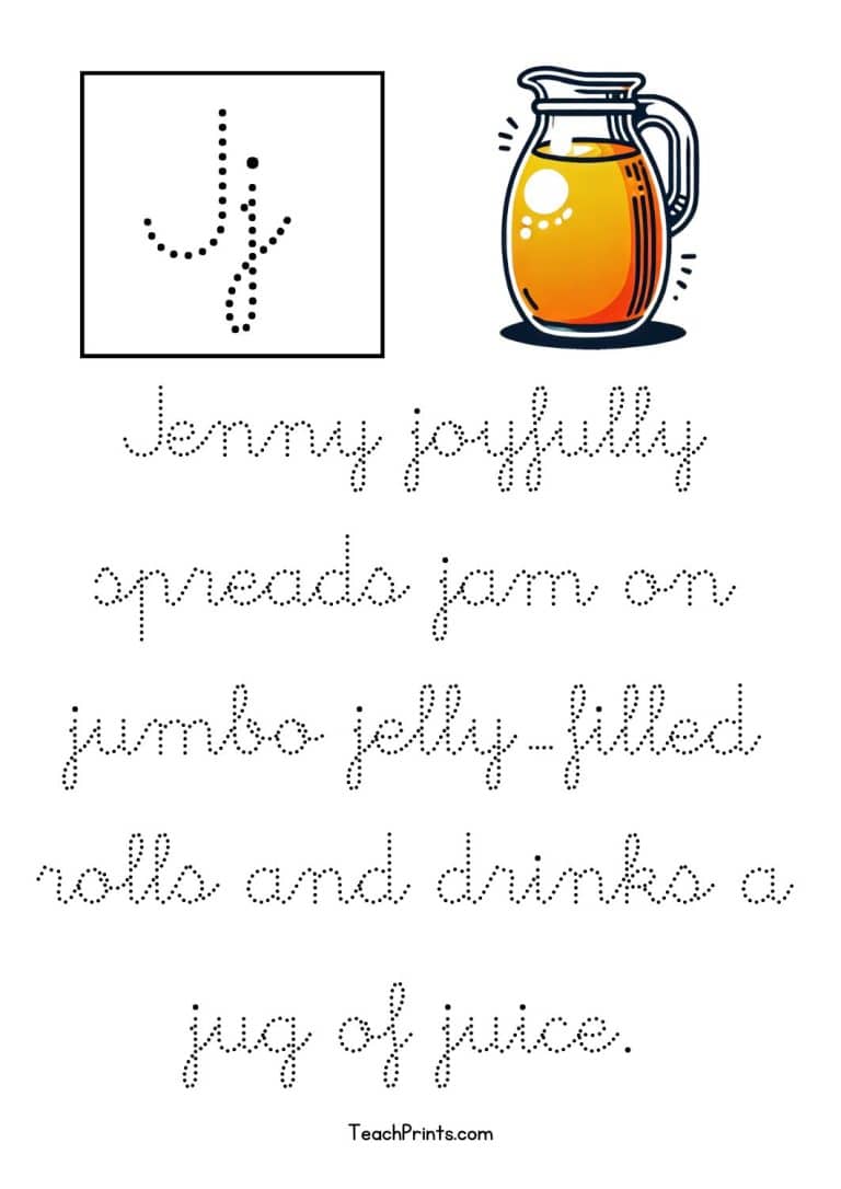 10 Cursive J Tracing Worksheets - Free Printables - Teach Prints