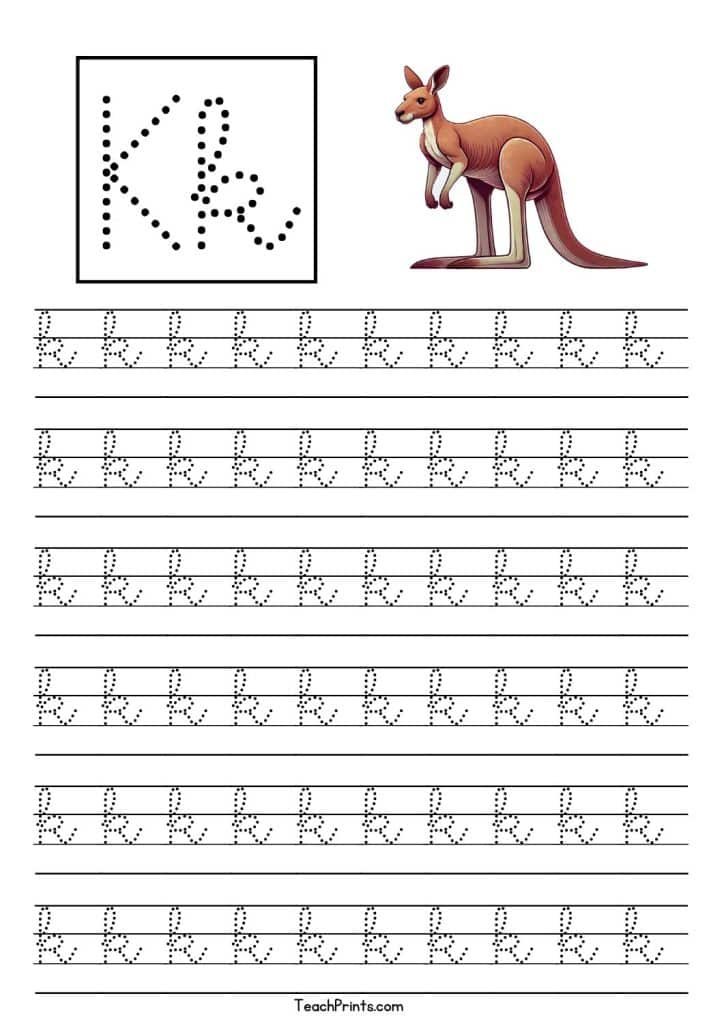 10 Cursive K Tracing Worksheets - Free Printables - Teach Prints