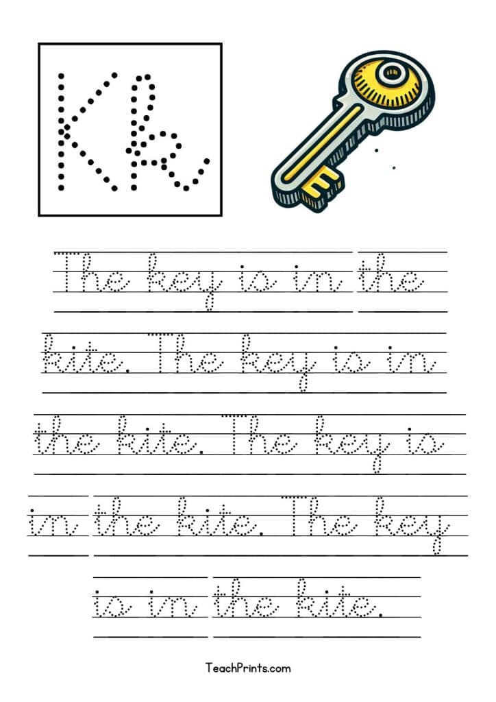 10 Cursive K Tracing Worksheets - Free Printables - Teach Prints