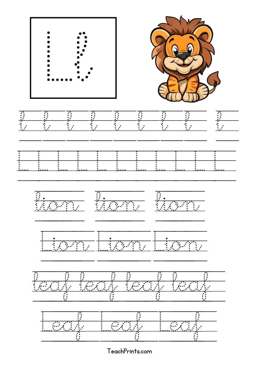 10 Cursive L Tracing Worksheets - Free Printables - Teach Prints
