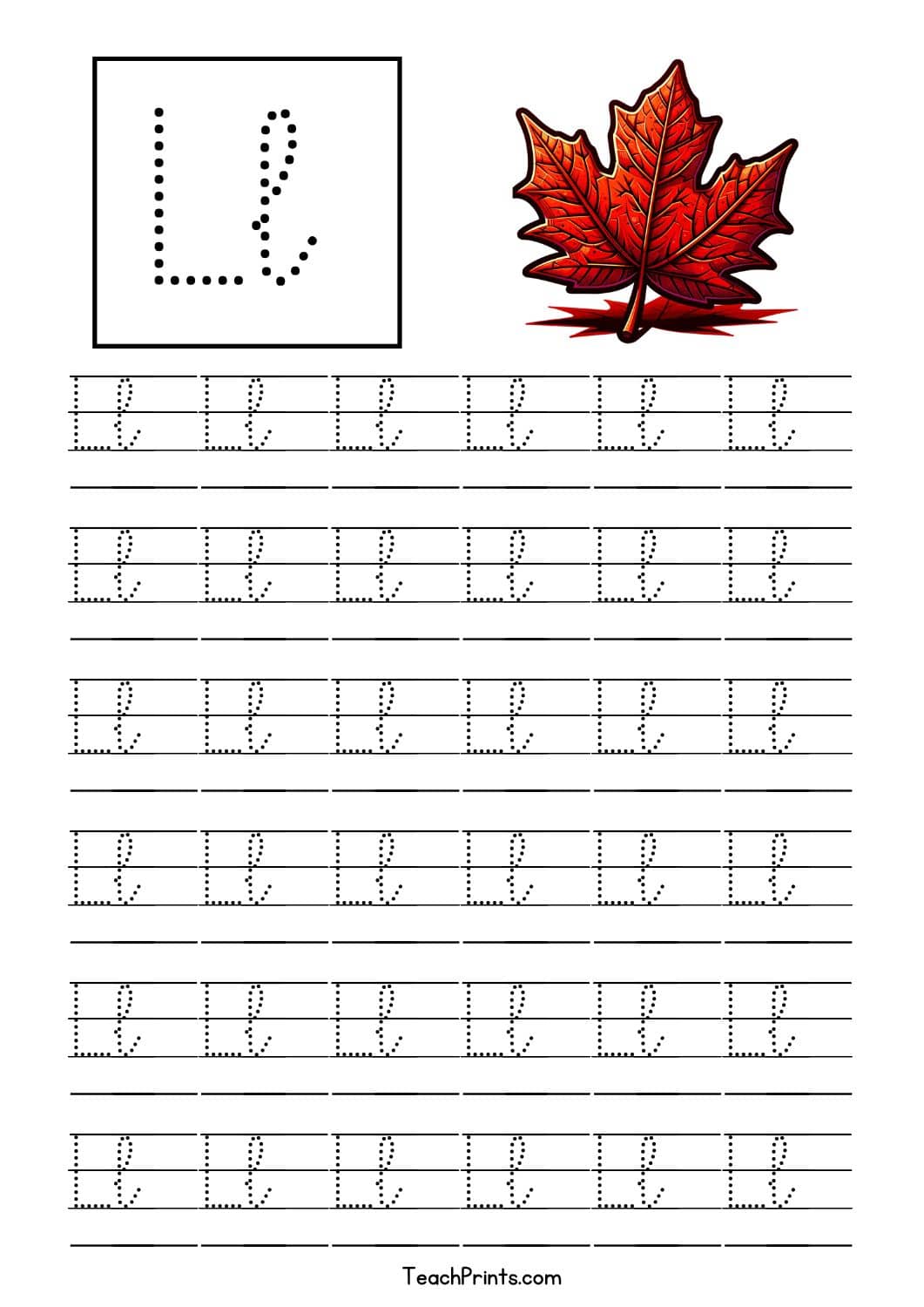 10 Cursive L Tracing Worksheets - Free Printables - Teach Prints