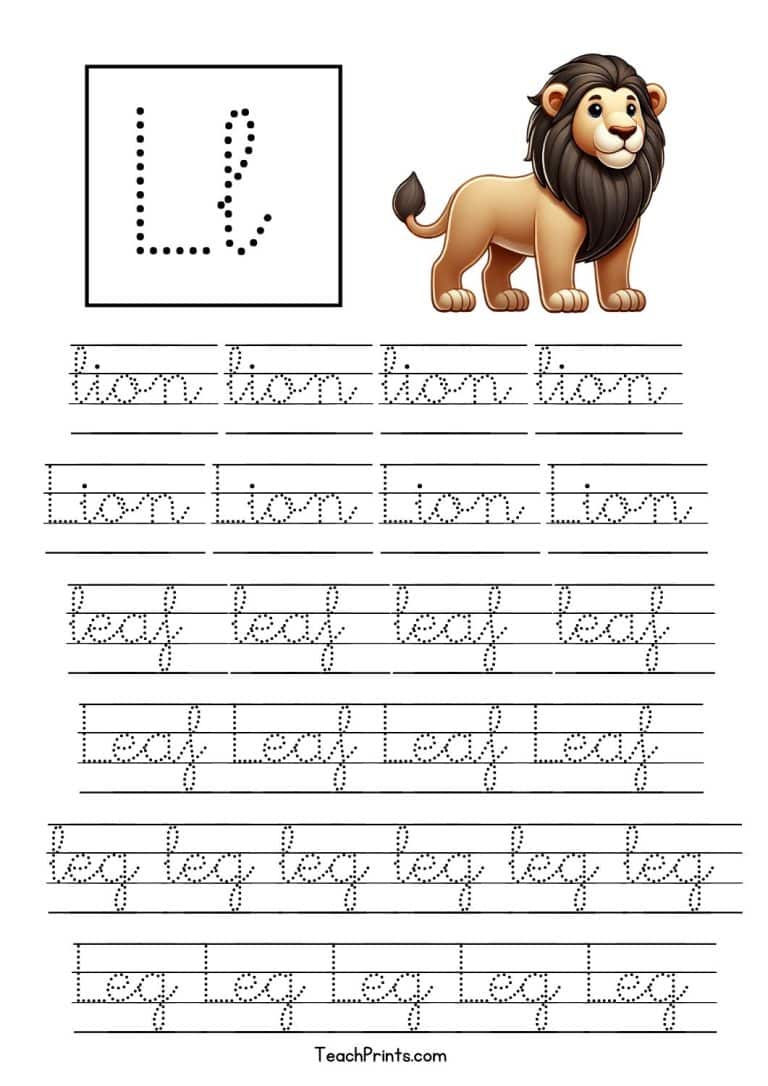 10 Cursive L Tracing Worksheets - Free Printables - Teach Prints