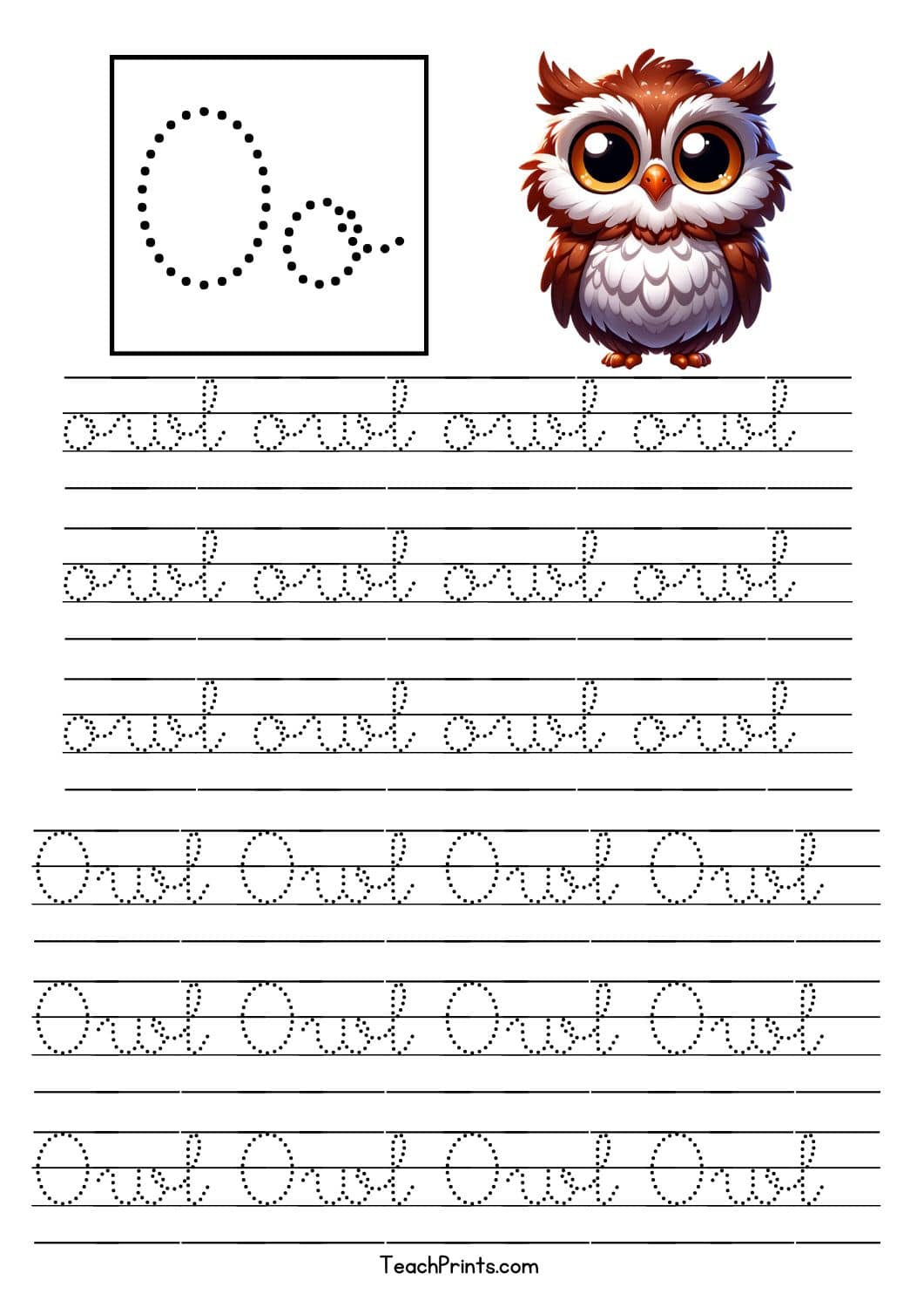 10 Cursive O Tracing Worksheets - Free Printables - Teach Prints