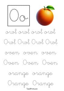 10 Cursive O Tracing Worksheets - Free Printables - Teach Prints