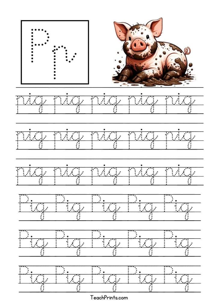10 Cursive P Tracing Worksheets - Free Printables - Teach Prints