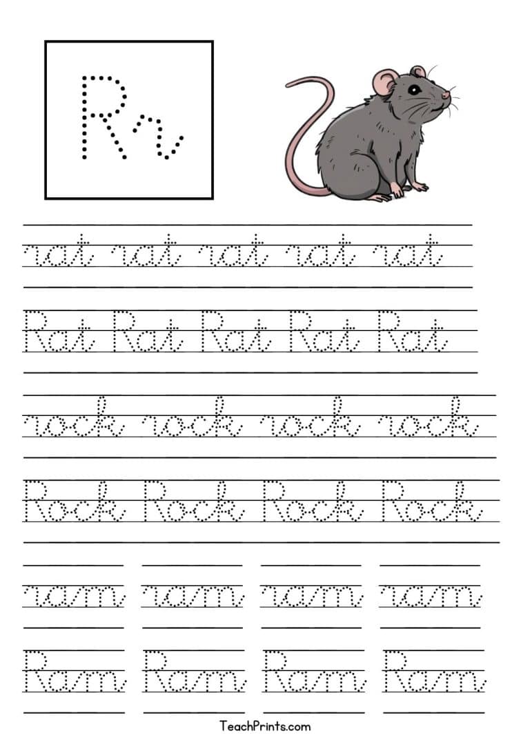 10 Cursive R Tracing Worksheets - Free Printables - Teach Prints