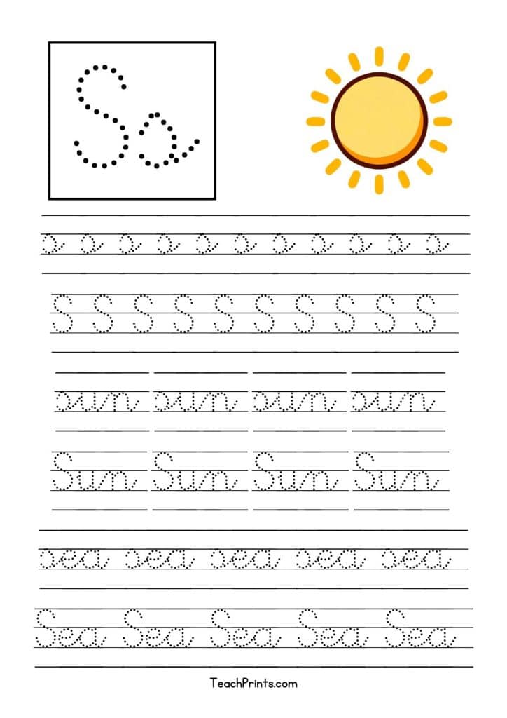 10 Cursive S Tracing Worksheets - Free Printables - Teach Prints
